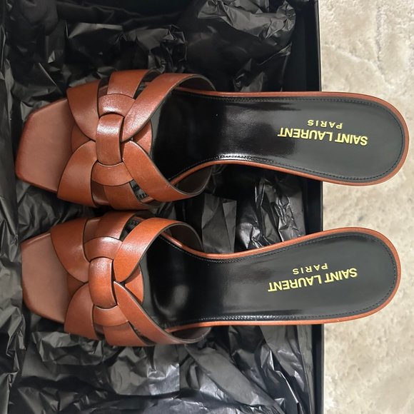 Yves Saint Laurent | Shoes | Yves Saint Laurent Tribute Mules In Toffee ...